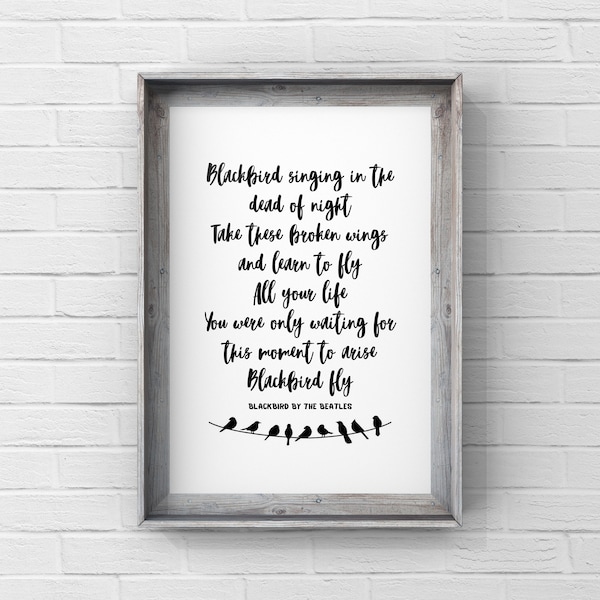 Blackbird Lyrics - Etsy