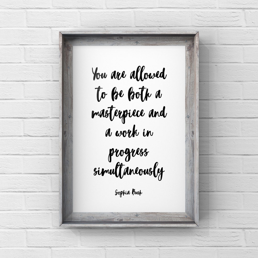 Work in Progress Inspirational Quote Wall Hanging Art Print Minimalist ...