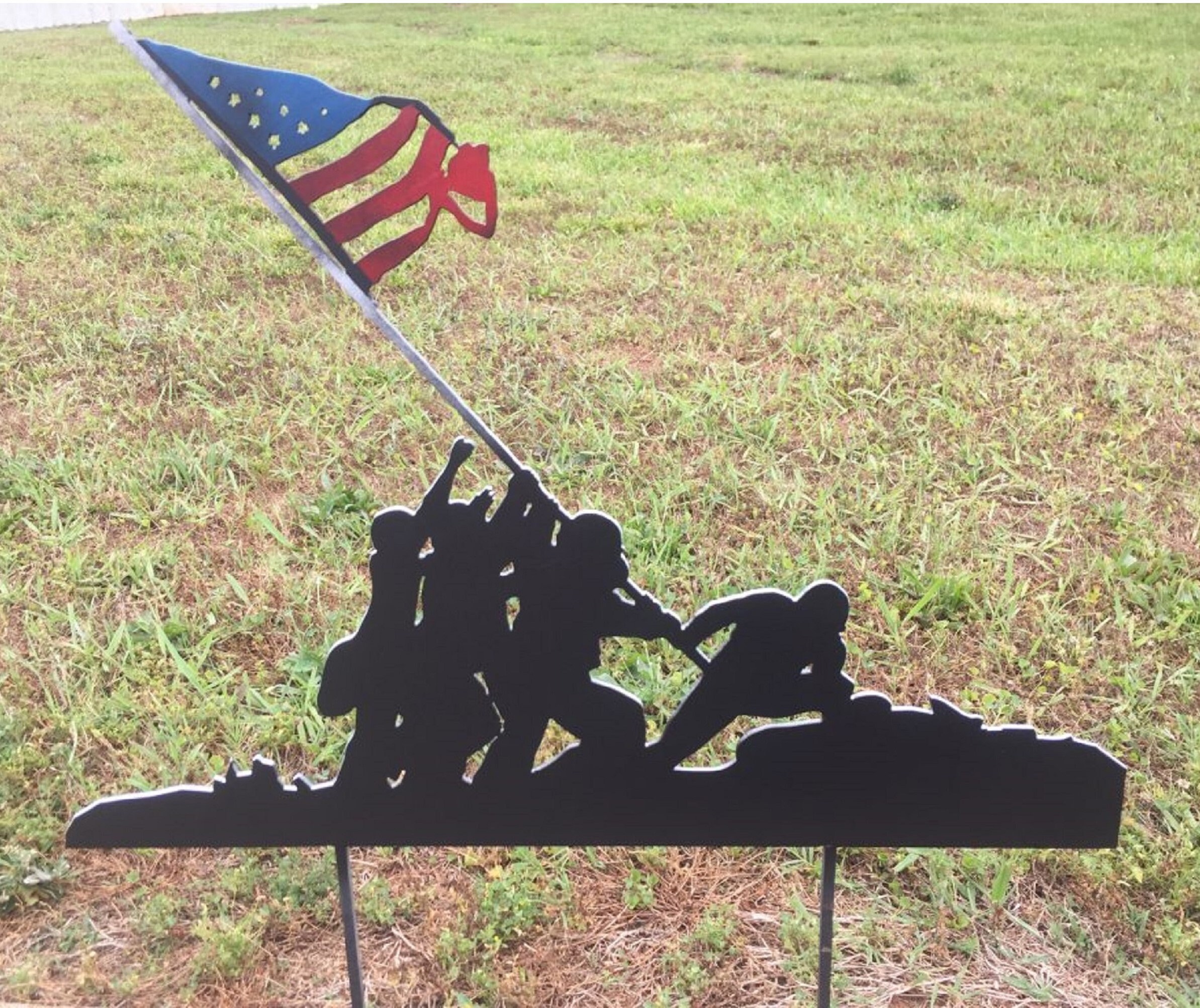 Actual Flag Iwo Jima Yard Art Memorial Day Marker Frame Thick - Etsy