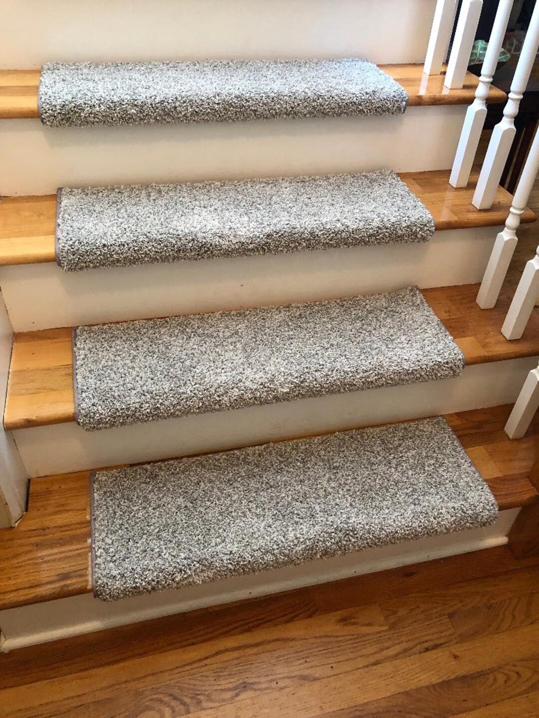 Ready to Ship! Dream on Winter White True Bullnose® Padded Carpet Stair ...