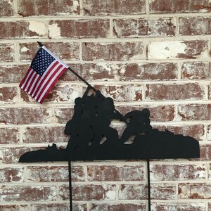 Actual Flag Iwo Jima Yard Art Memorial Day Marker Frame Thick Steel ...