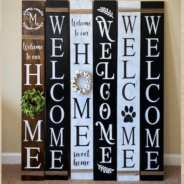 Large Welcome Wooden Sign Welcome Word Cut Farmhouse Decor Wooden Laser ...