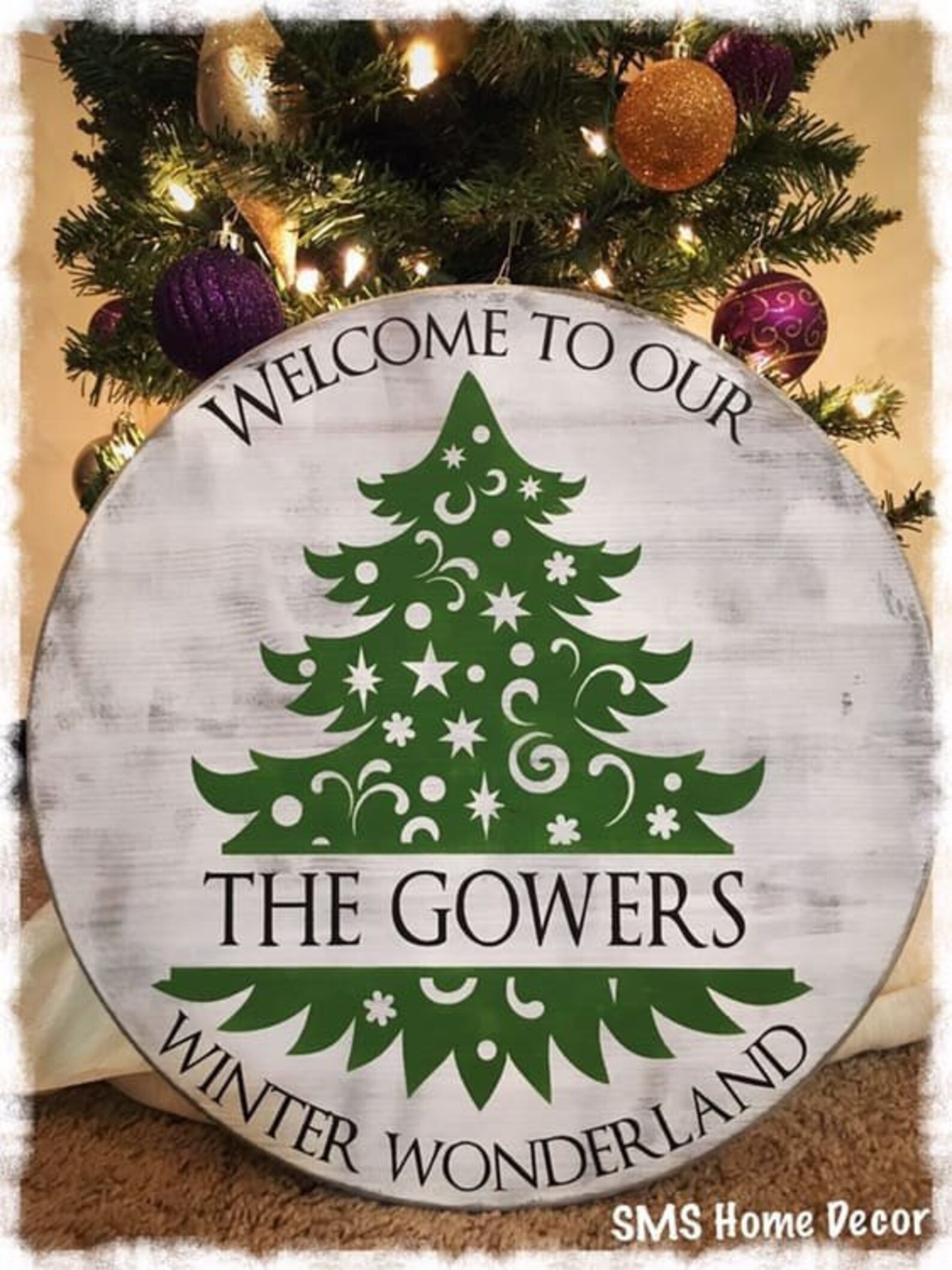Personalized Custom Wood Christmas Tree Round Wood Sign - Etsy