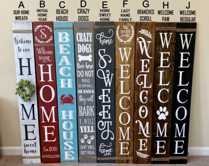 Farmhouse Rustic Wood Welcome Sign, Vertical Wooden Welcome Sign ...