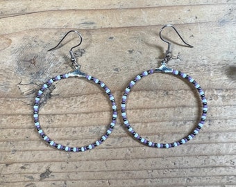 Hand Beaded Authentic Native American Earrings, Connected Hoops - Etsy