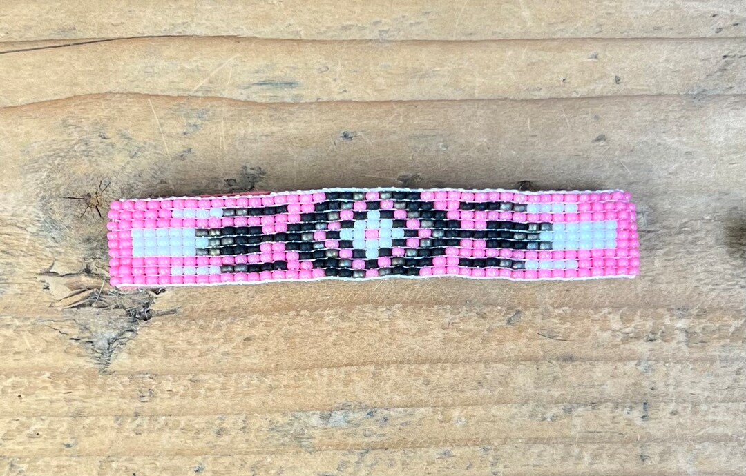 Pink Hand Beaded Hair Barrette - Etsy