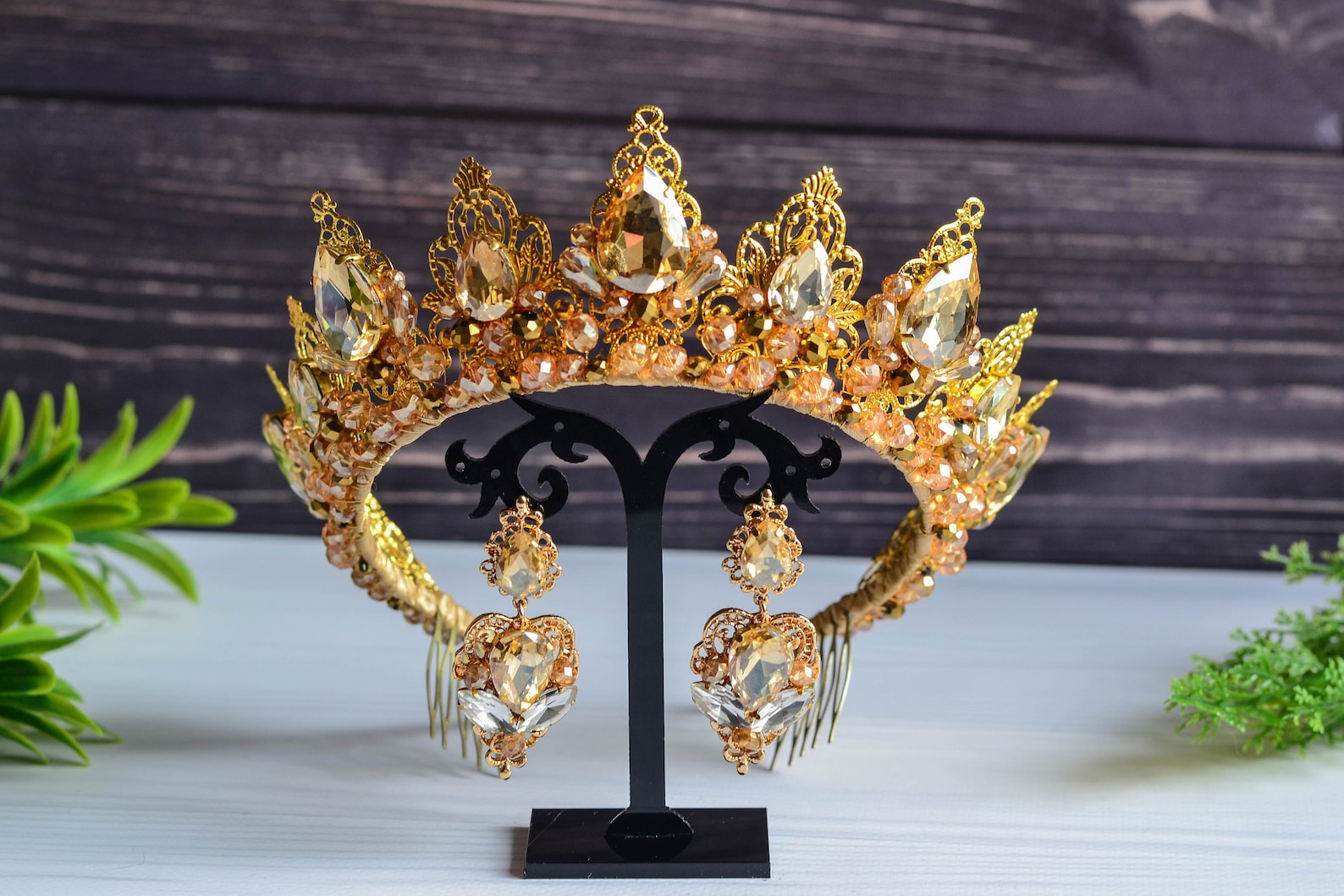 Royal Gold Wedding Tiara for the Queen Crystal Bridal Crown | Etsy