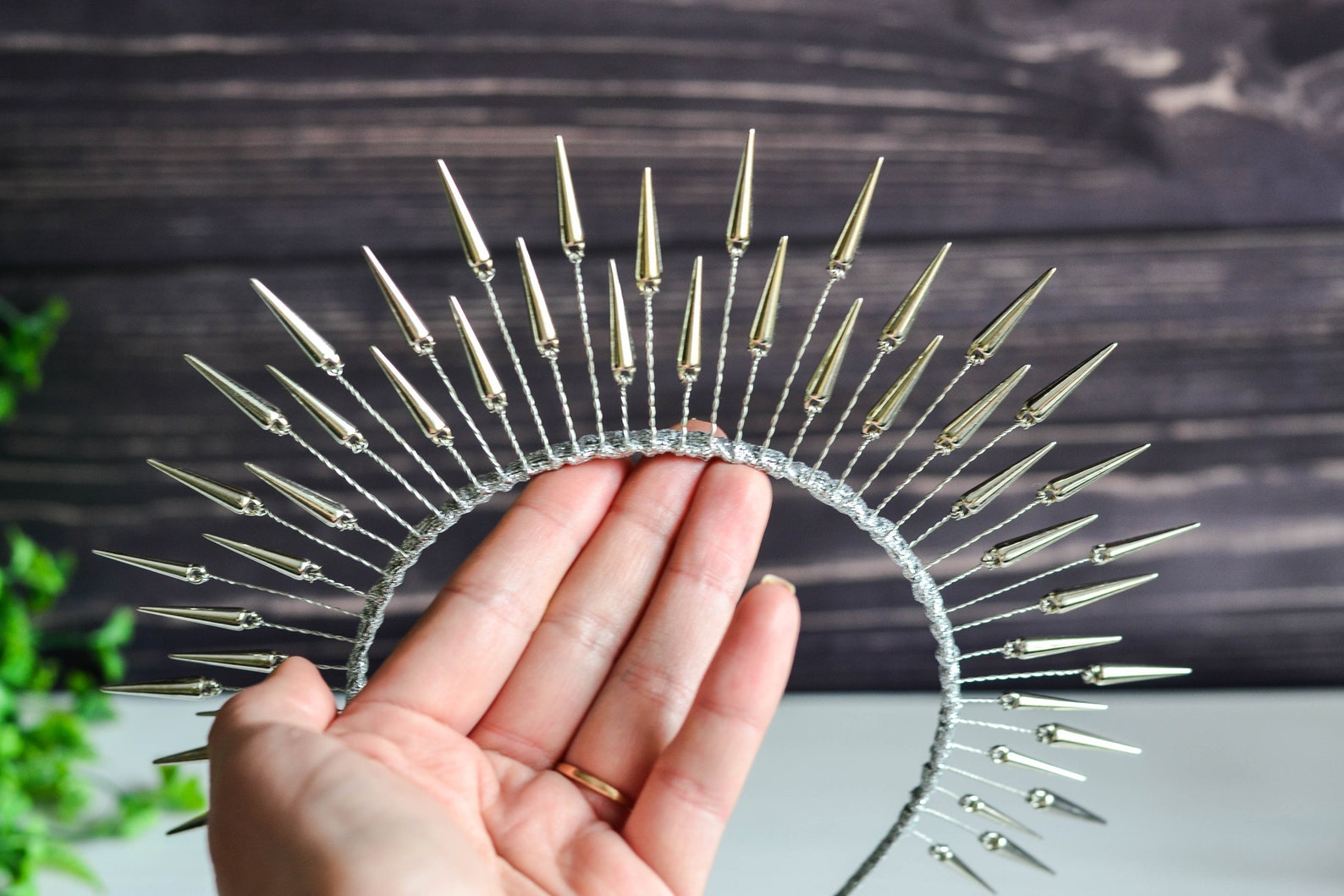 Spike Silver Crown, Gothic Wedding Thorns Tiara, Gold Bridal Headdress ...