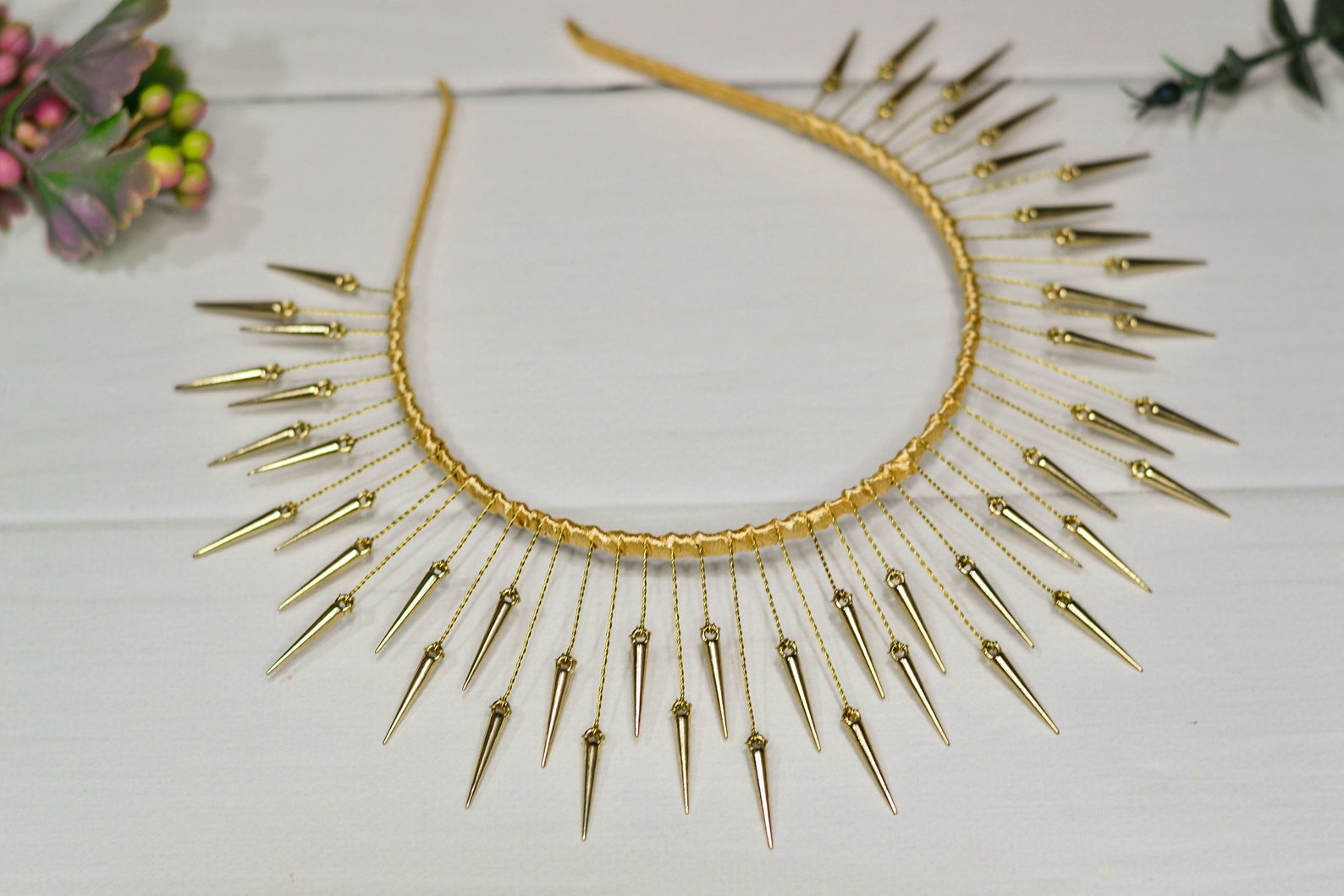 Spike Silver Crown, Gothic Wedding Thorns Tiara, Gold Bridal Headdress ...