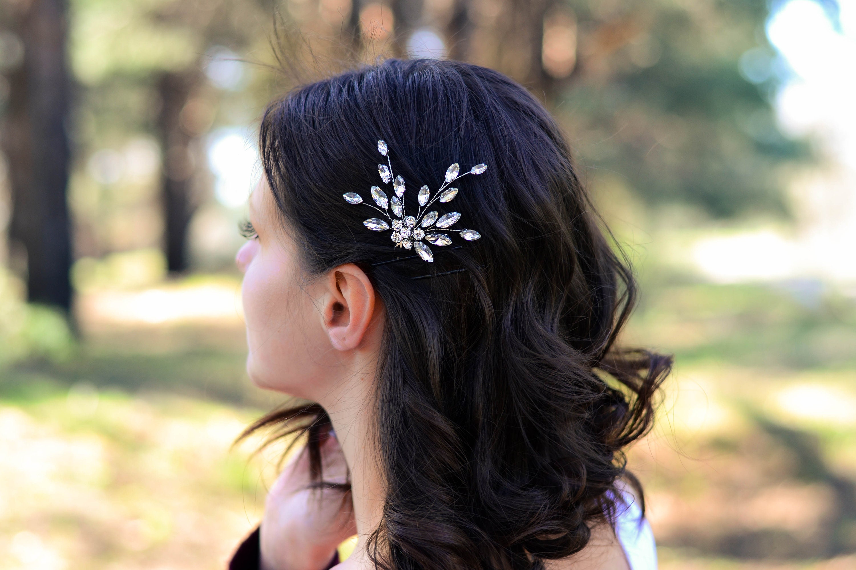 Small Elegant Rhinestone Comb for Bride Hand Made Wedding - Etsy