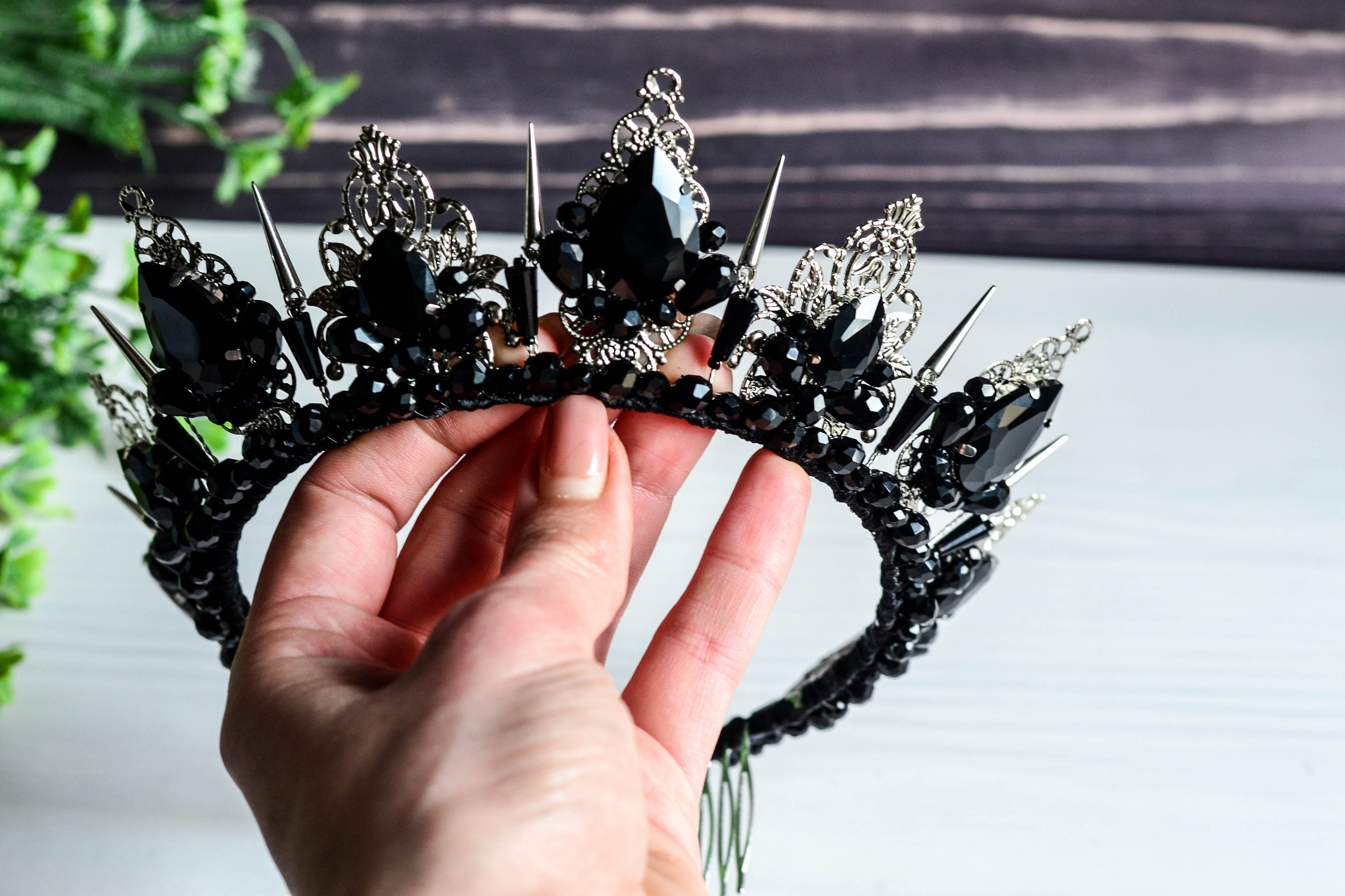 Gothic Wedding Tiara With Spikes Violet and Red Crown With Spikes ...