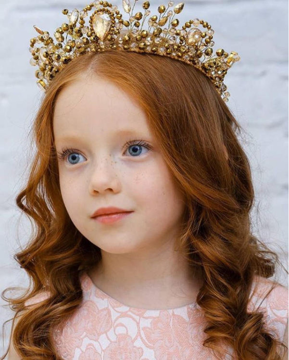 Gold Crystal Tiara: Little Princess Wedding Crown, Festival Rhinestone ...