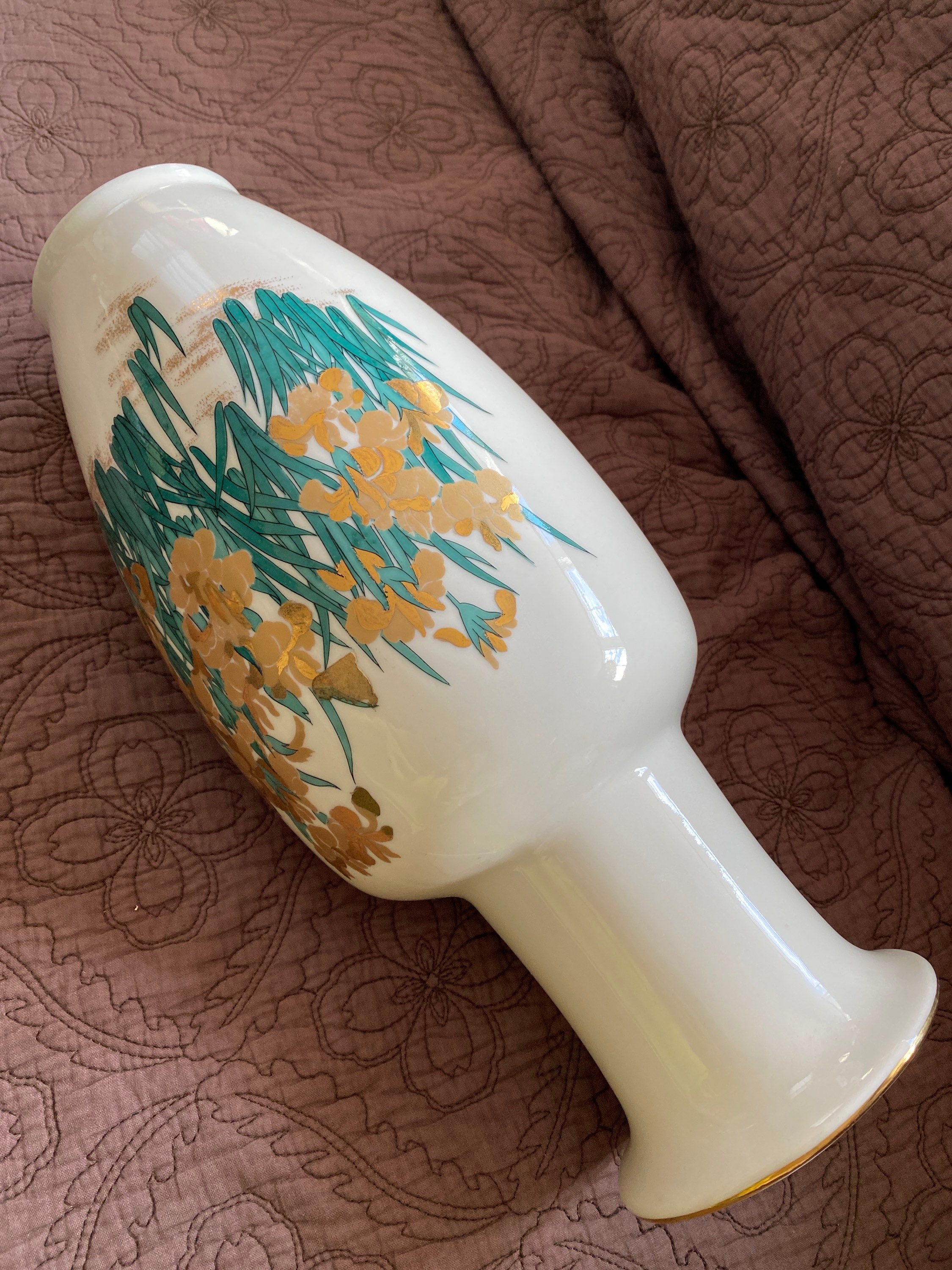 Rosenthal Netter Inc VASE JAPAN Hand Painted Gold Irises VINTAGE - Etsy