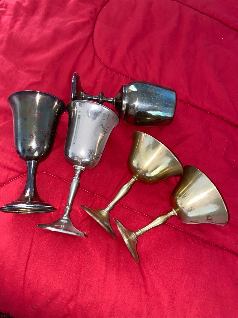 5 Silver Plate Goblets Wine Vintage Leonard ROGERS ITALY - Etsy