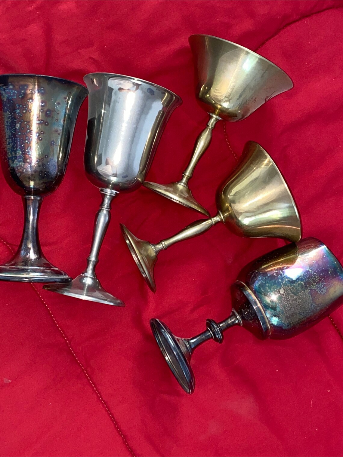 5 Silver Plate Goblets Wine Vintage Leonard ROGERS ITALY - Etsy