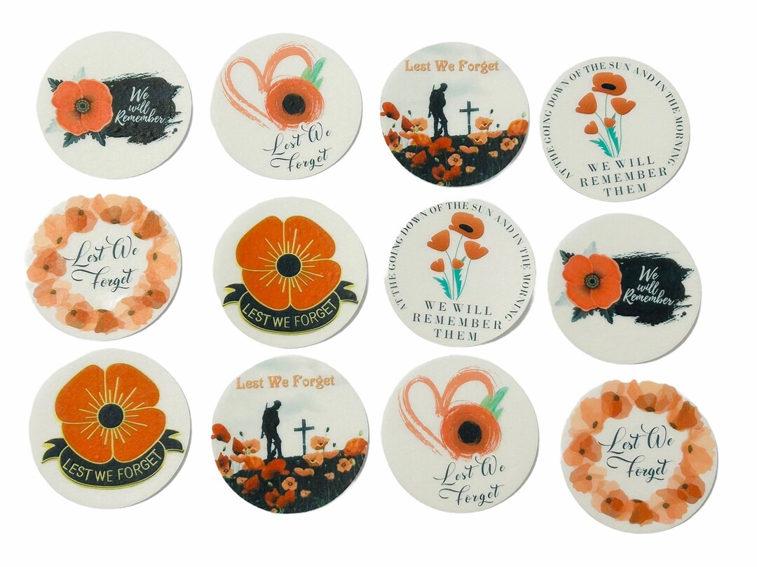 Remembrance Poppy Day Edible Cupcake Toppers PRE-CUT Edible - Etsy UK
