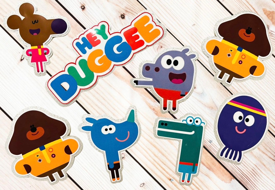 Hey Duggee Glitter 3D Cake Toppers Decorations Set of 8 - Etsy UK