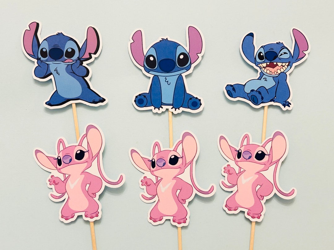 Stitch and Angel Cupcake Toppers Cake Decorations Set of 6 - Etsy