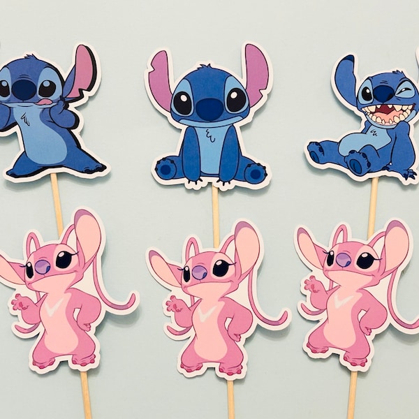 Stitch and Angel Cupcake Toppers - Etsy UK