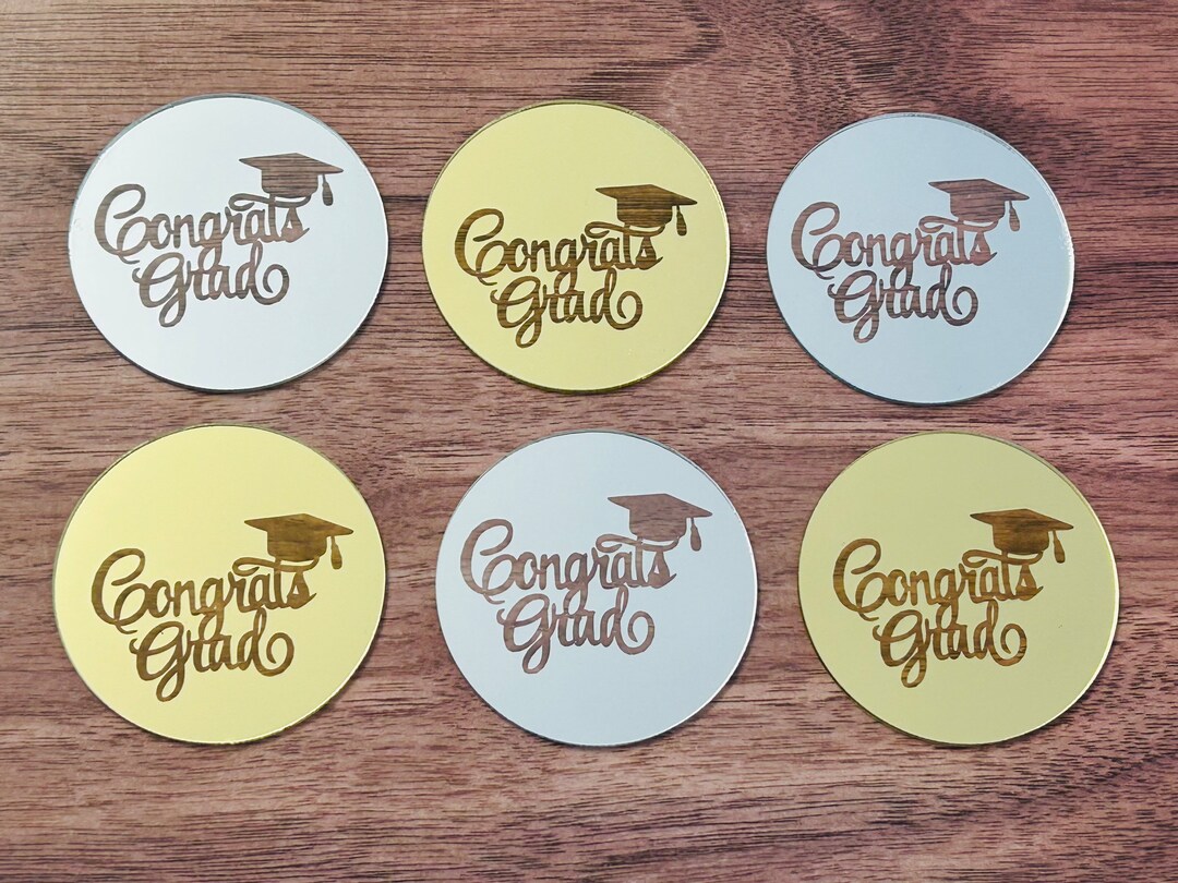 Graduation Mirror Finish Acrylic Disc Cake Topper Charm - Etsy