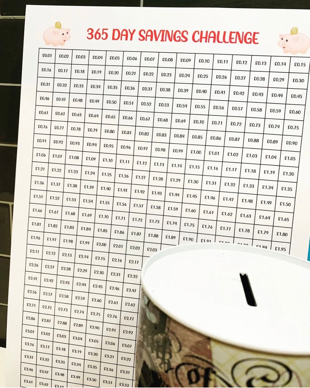 365 Day Savings Challenge Chart Make Saving Fun - Etsy