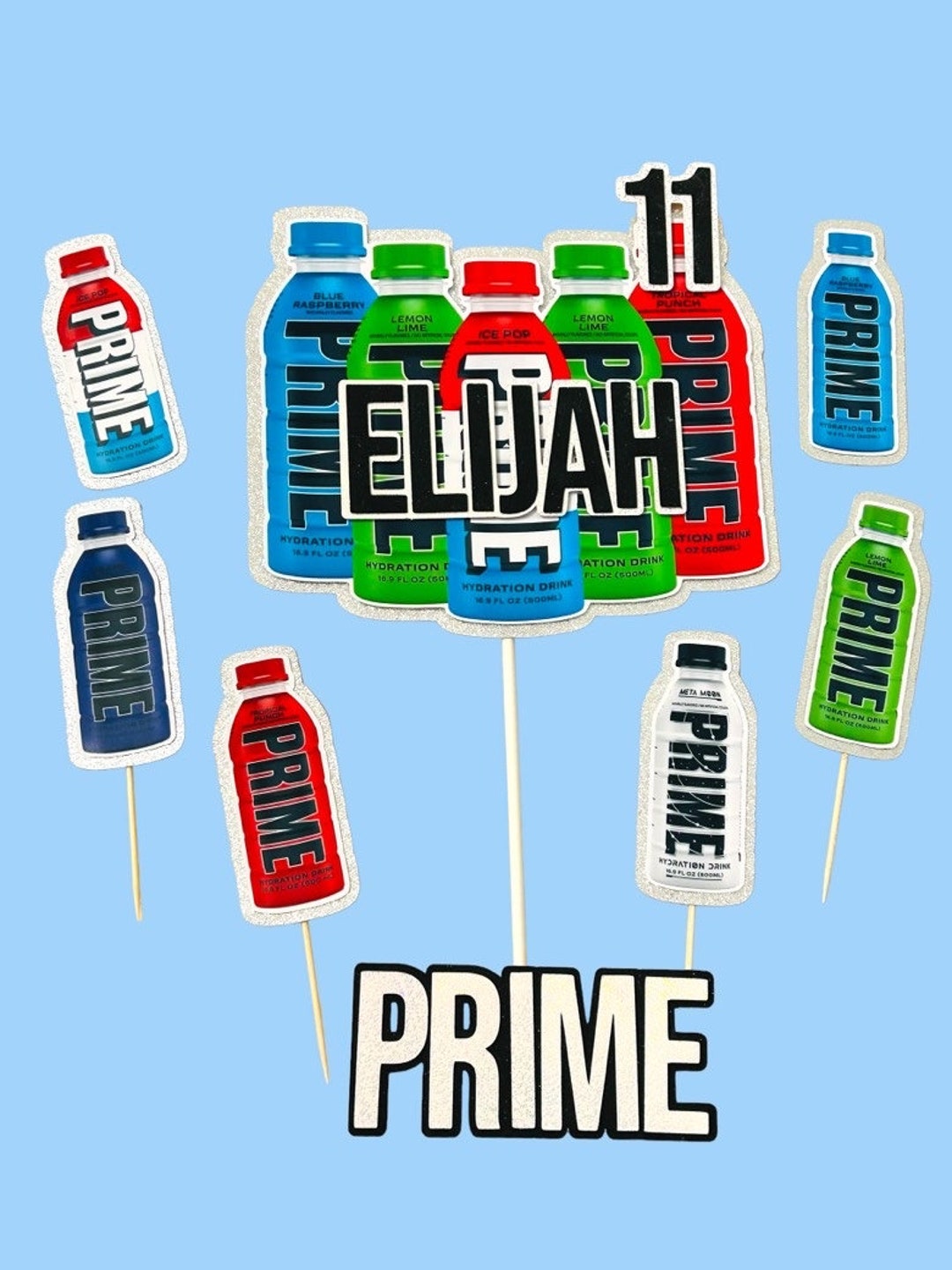 Prime Hydration Drink Cake Topper Set Personalised With Age and Name - Etsy