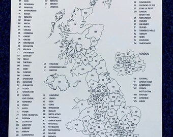Printable Uk Postcode Map, Sales Map, Orders Map, Digital File – GFVDCM