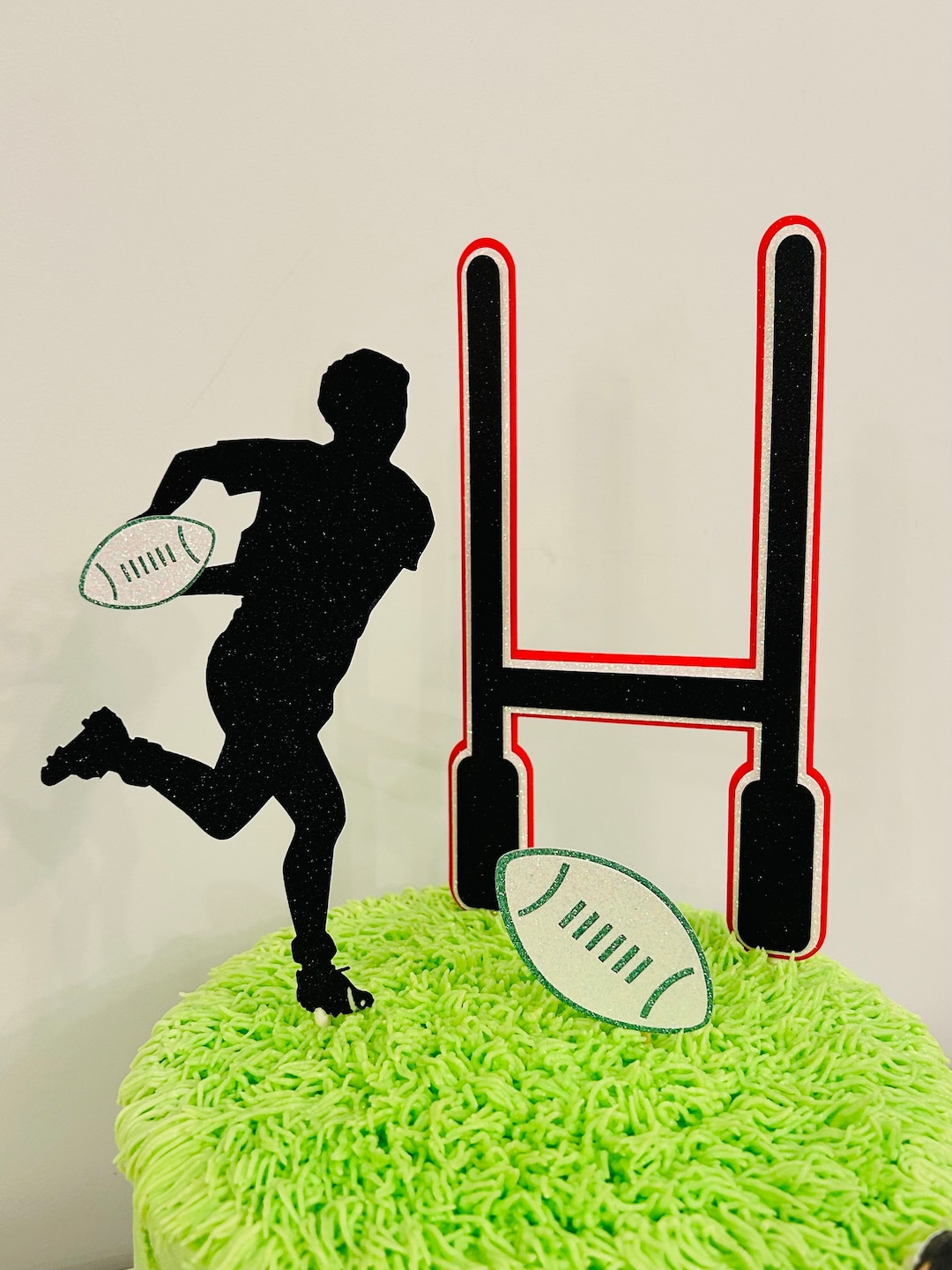 Rugby Cake Topper Decorations Player Ball Posts Set of 3 - Etsy