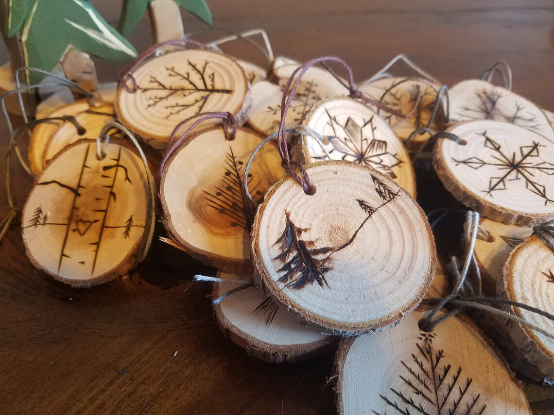 12 Rustic Wood Christmas Tree Ornaments - Etsy