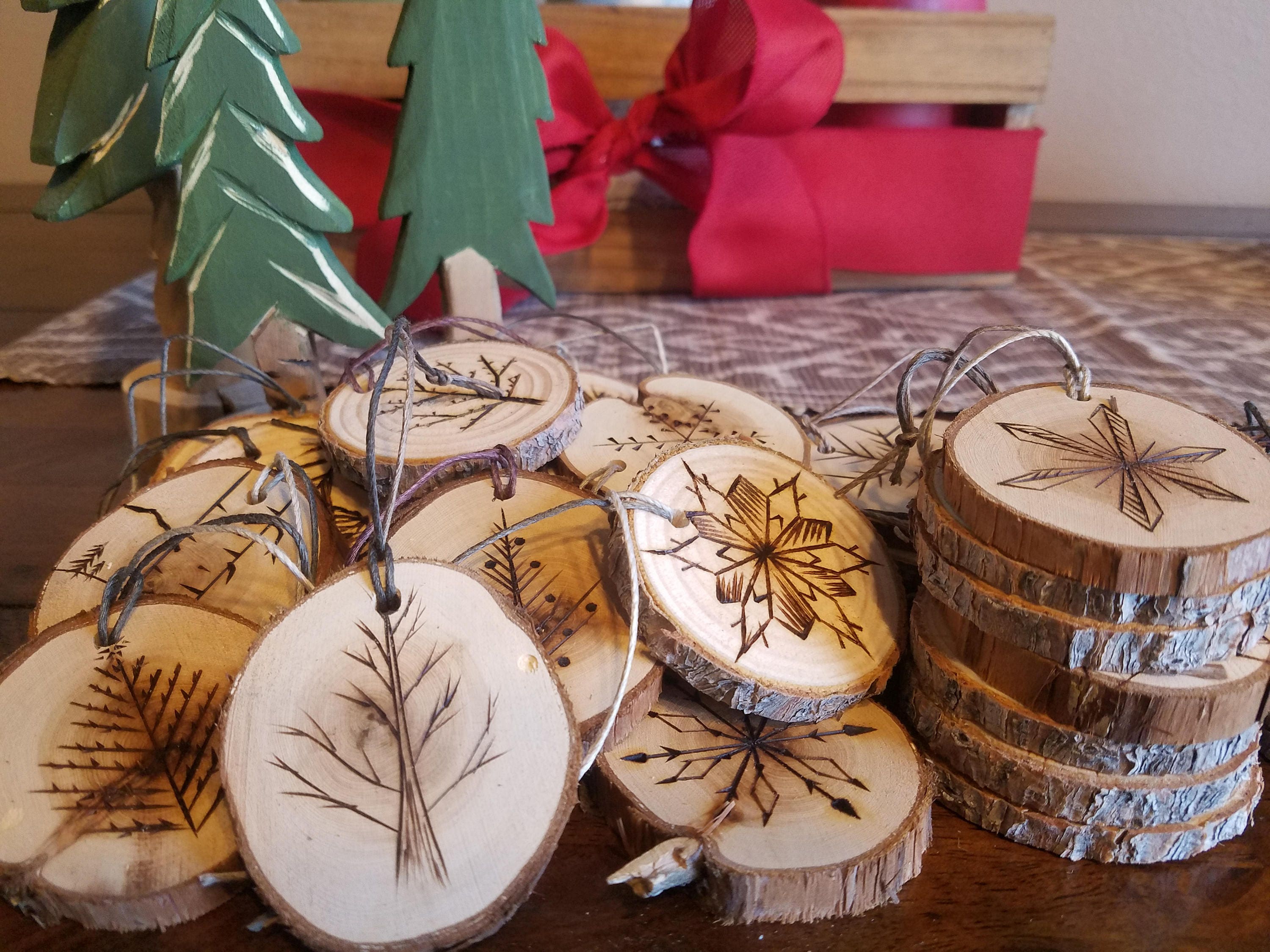 12 Rustic Wood Christmas Tree Ornaments - Etsy