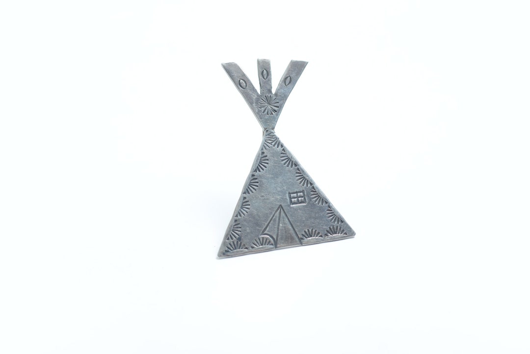Rare Large Sterling Silver Tipi, Wigwam Pin, Brooch, Navajo, Native ...