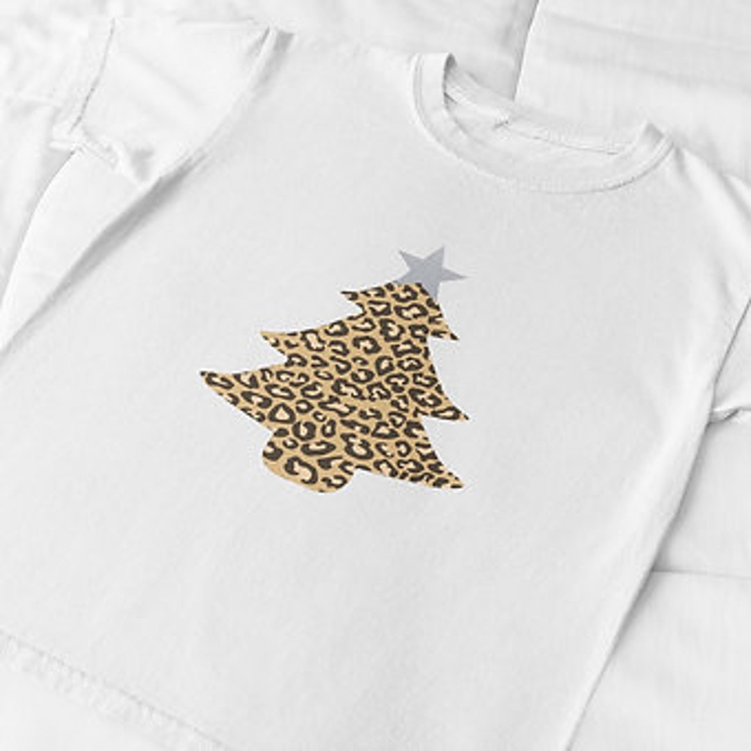 Silver Shimmer Leopard Print Tree Adults Unisex Christmas T-shirt Gift ...