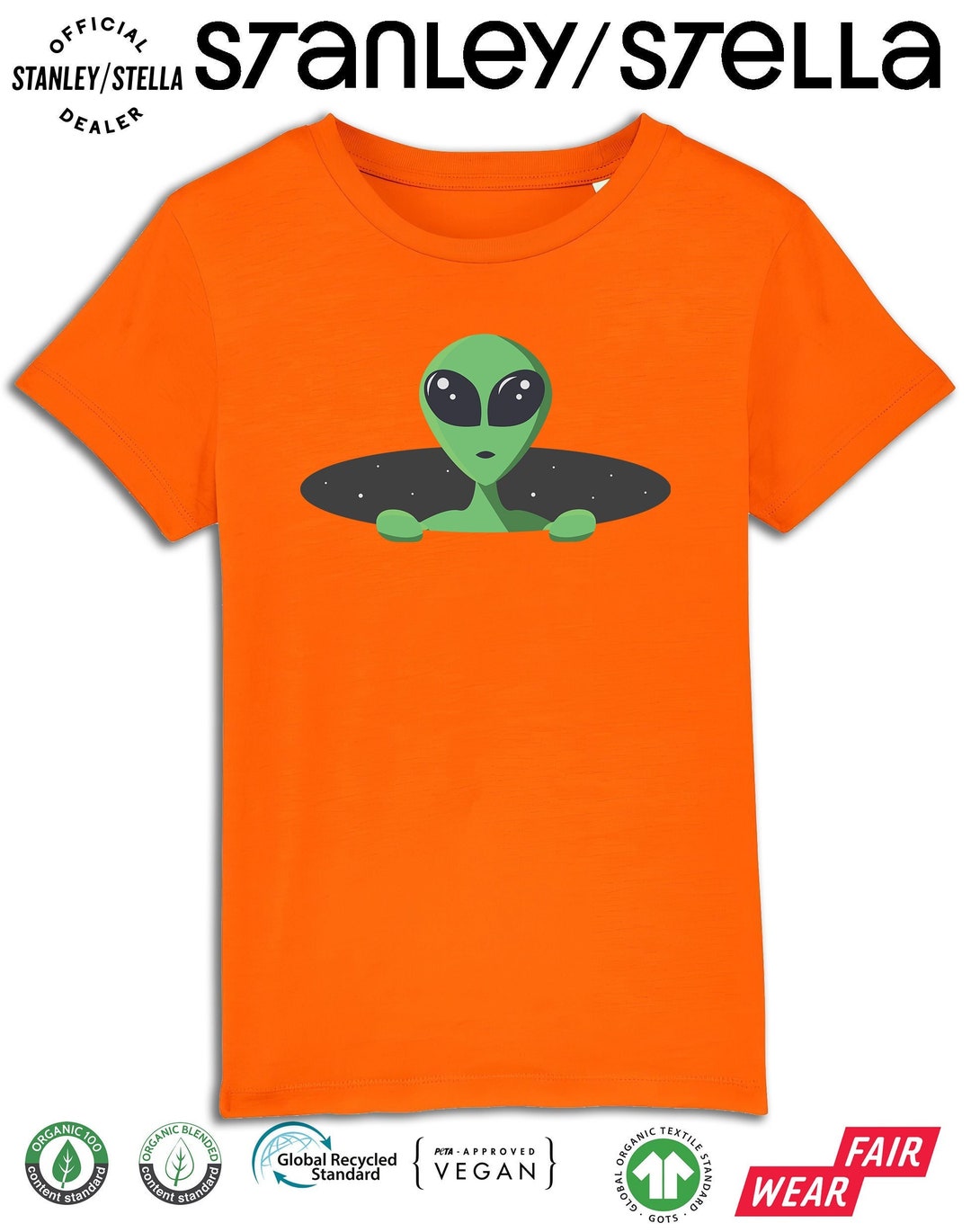 Pop up ALIEN Kids T-shirt, UFO Space Planet Themed, 100% - Etsy