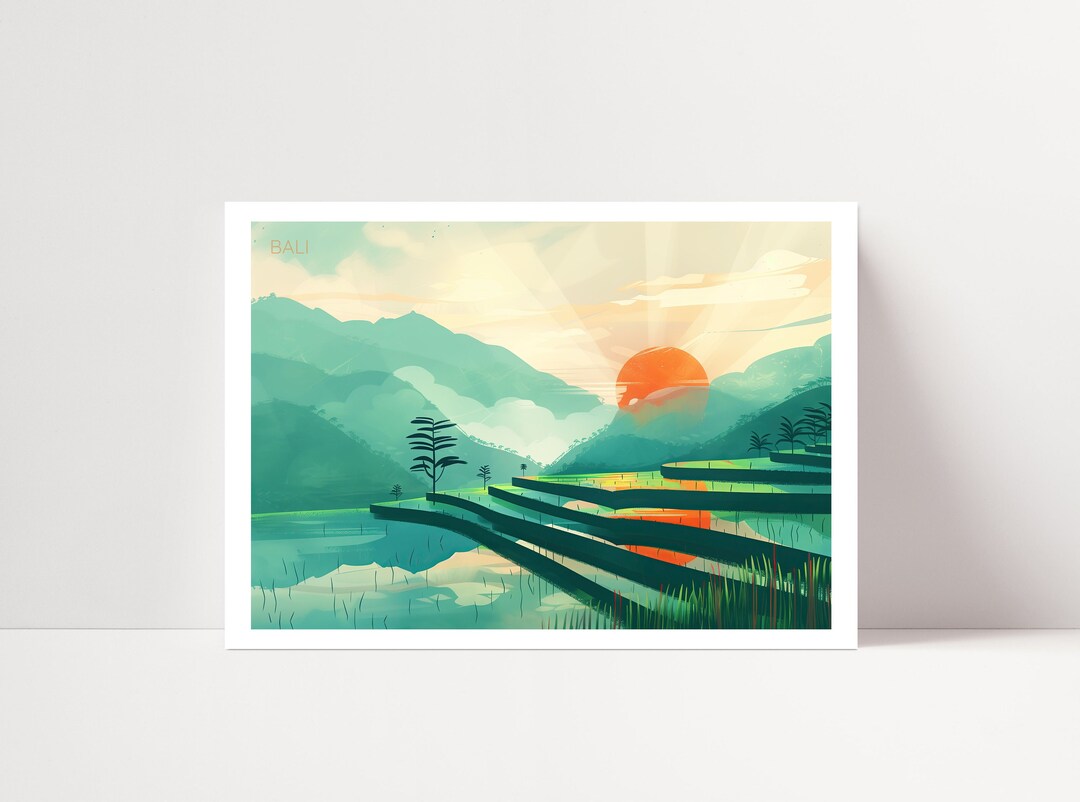 Bali Travel Print - Printable Instant Download - A3/A4 - Ubud, Paddy ...