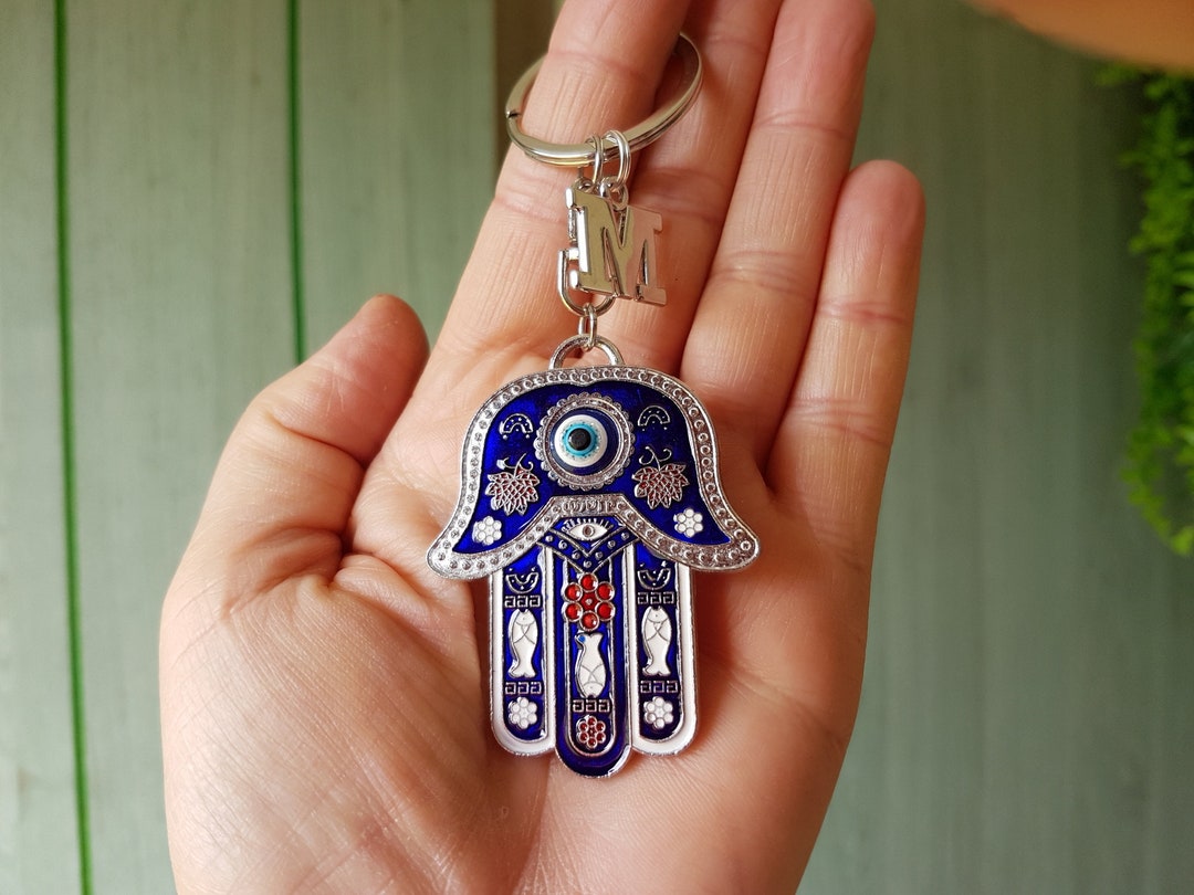 Gepersonaliseerde Evil Eye Hamsa Hand-sleutelhanger Met Vaak, Turkse ...