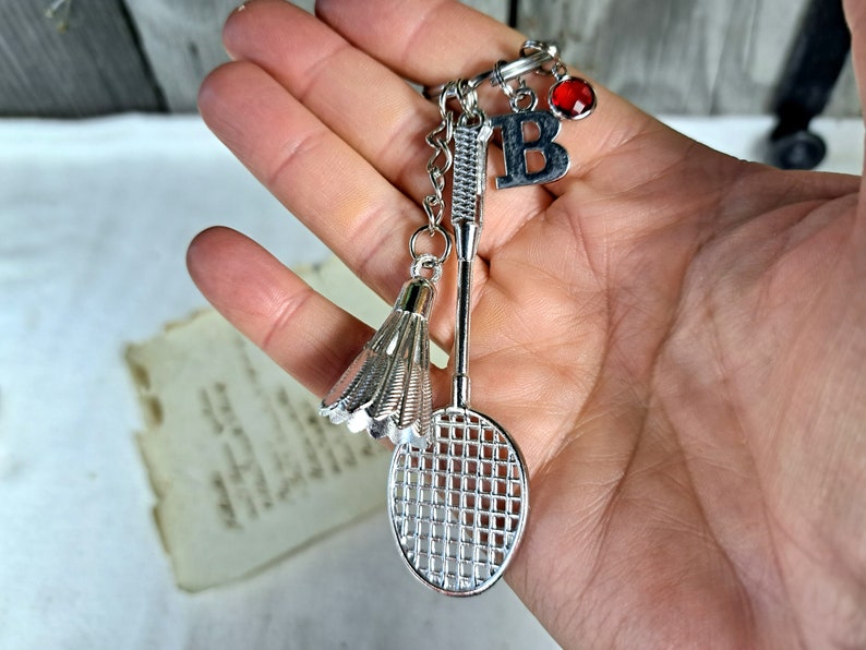 Badminton Racket and Shuttlecock Keychain With Initial - Etsy