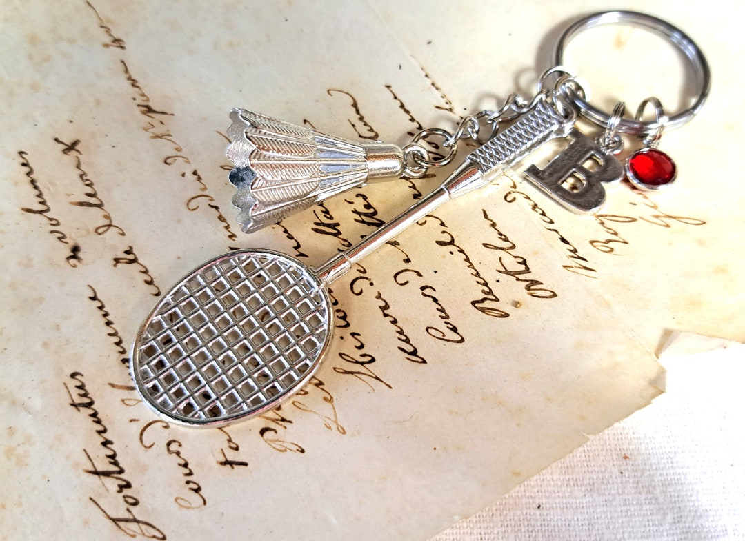 Badminton Racket and Shuttlecock Keychain With Initial - Etsy