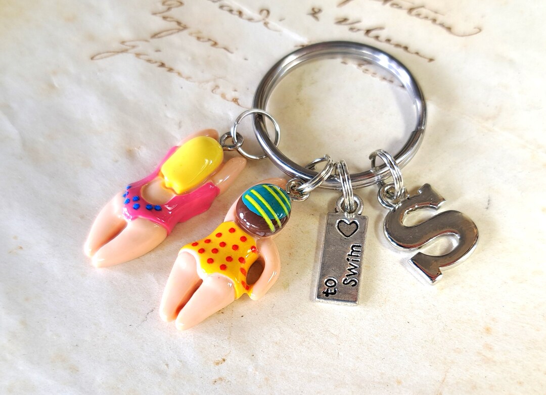 I Love Swimming Keychain, Personalized Keyring, Swimmer Birthday Gift ...