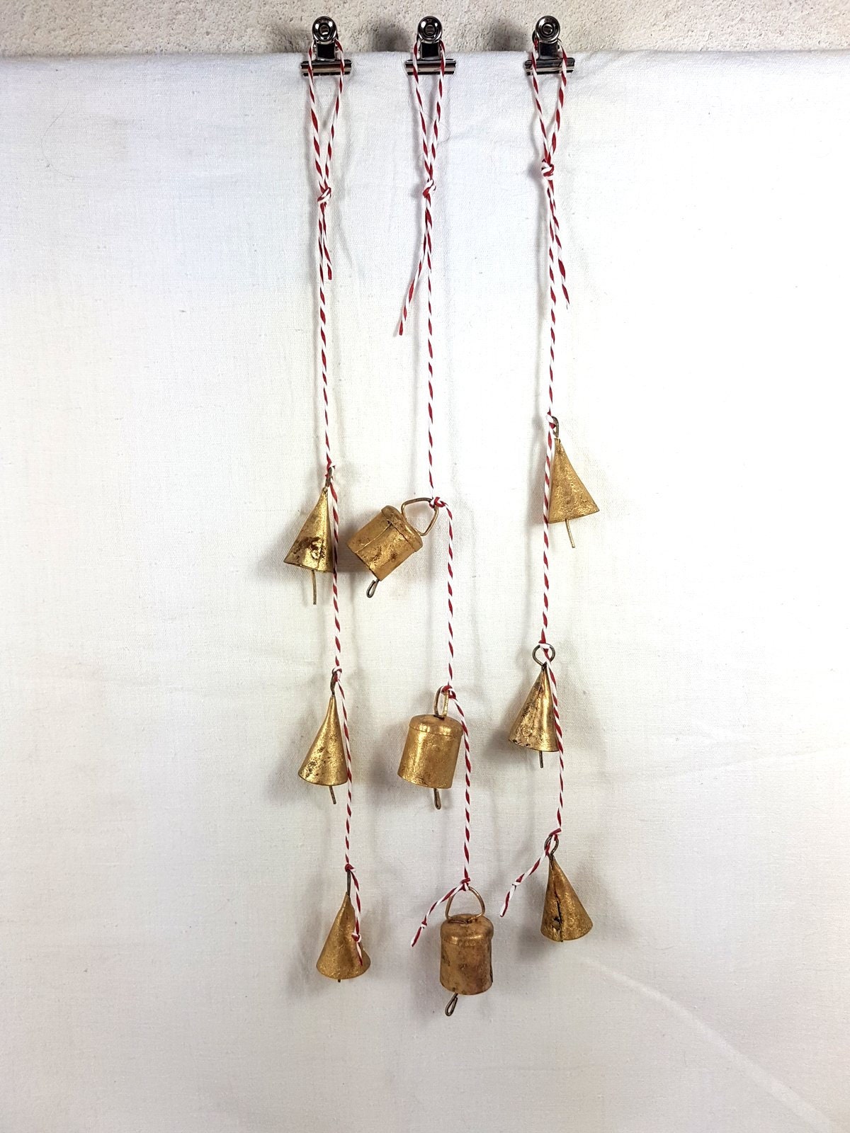 1 String With 3 Cow Bells Bronze Carillon Small Windchime - Etsy