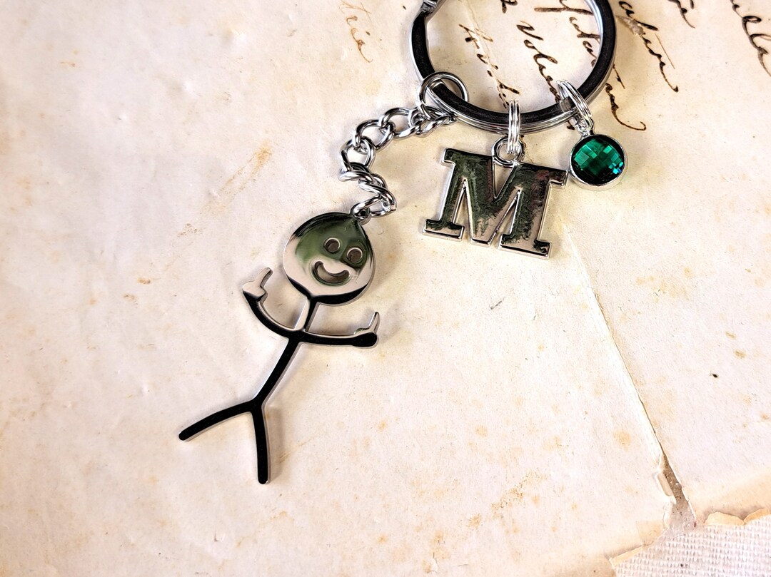 Personalized Funny Middle Finger Keychain Stick Man Keyring Sarcastic ...