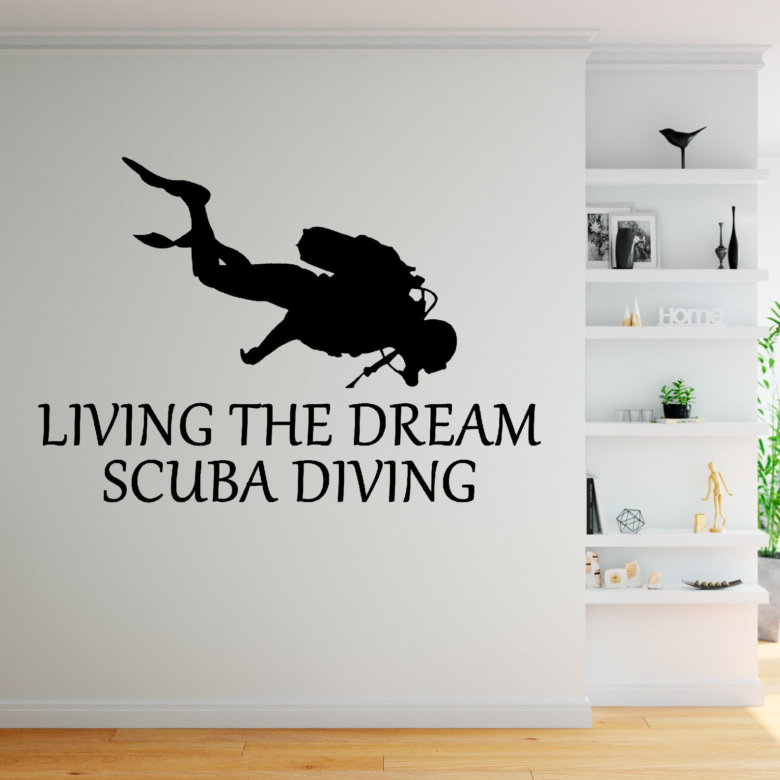 Scuba Diving Sticker Living The Dream Vinyl Wall Sticker | Etsy