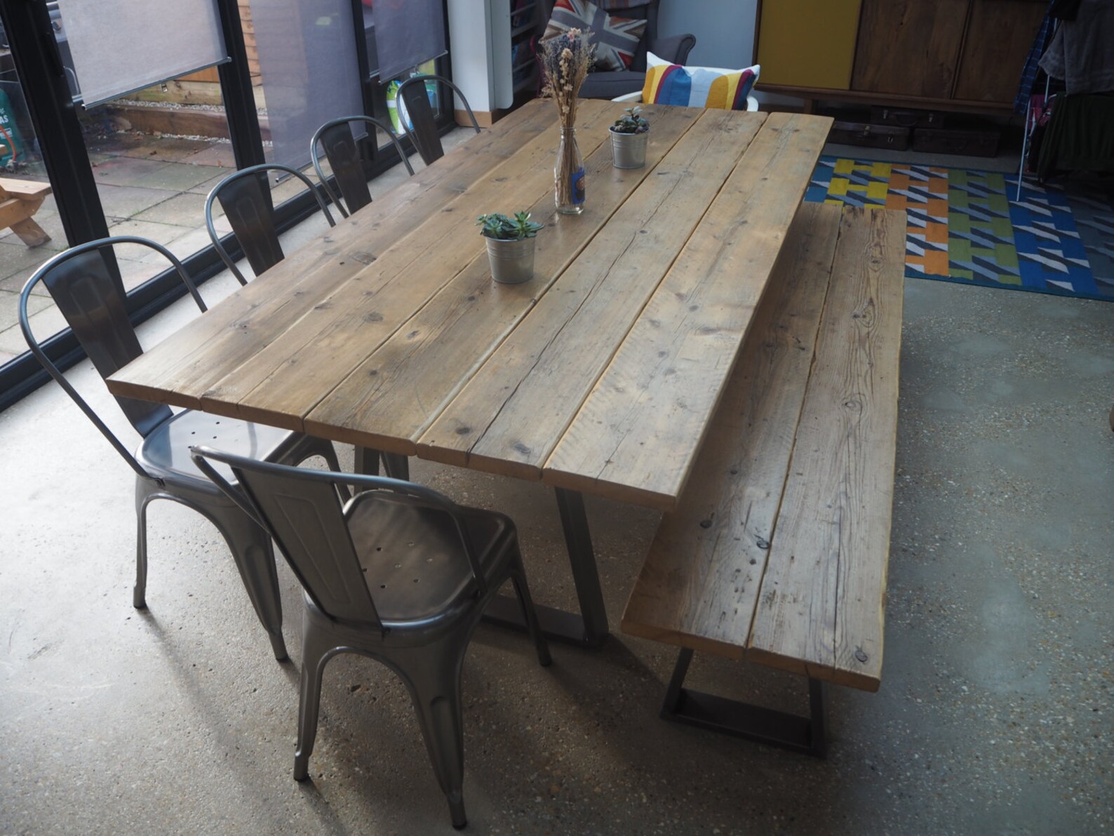 Extra Large Rustic Dining Room Table and Bench - Etsy UK