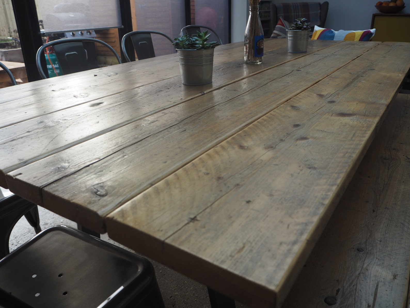 Extra Large Rustic Dining Room Table and Bench - Etsy UK