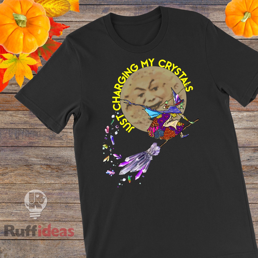 Witch Charging Crystals Full Moon Face Halloween Short-sleeve - Etsy