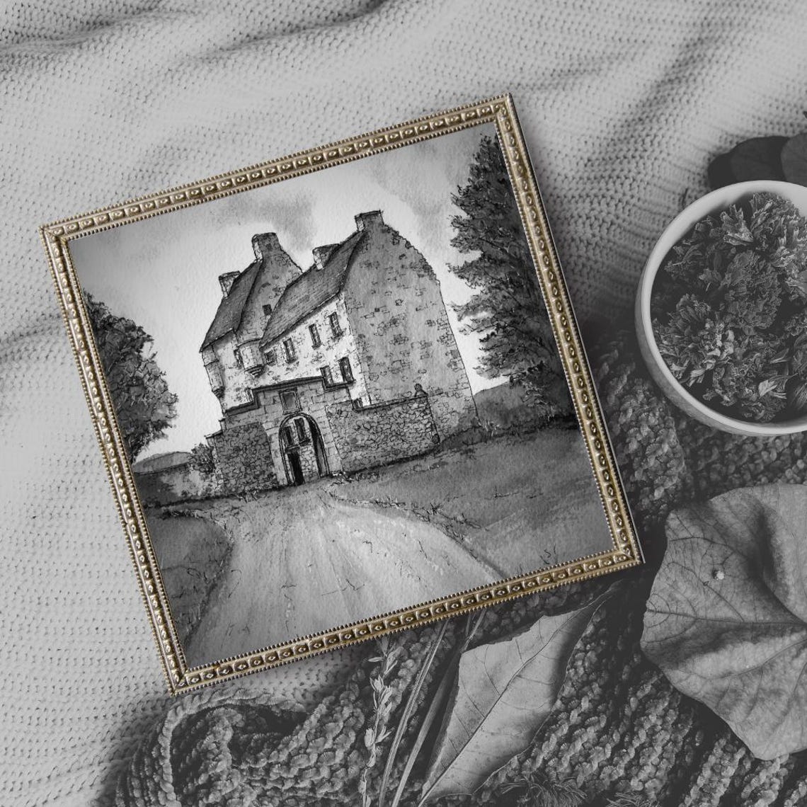 Lallybroch (broch Tuarach) From Outlander Black & White Print Digital ...
