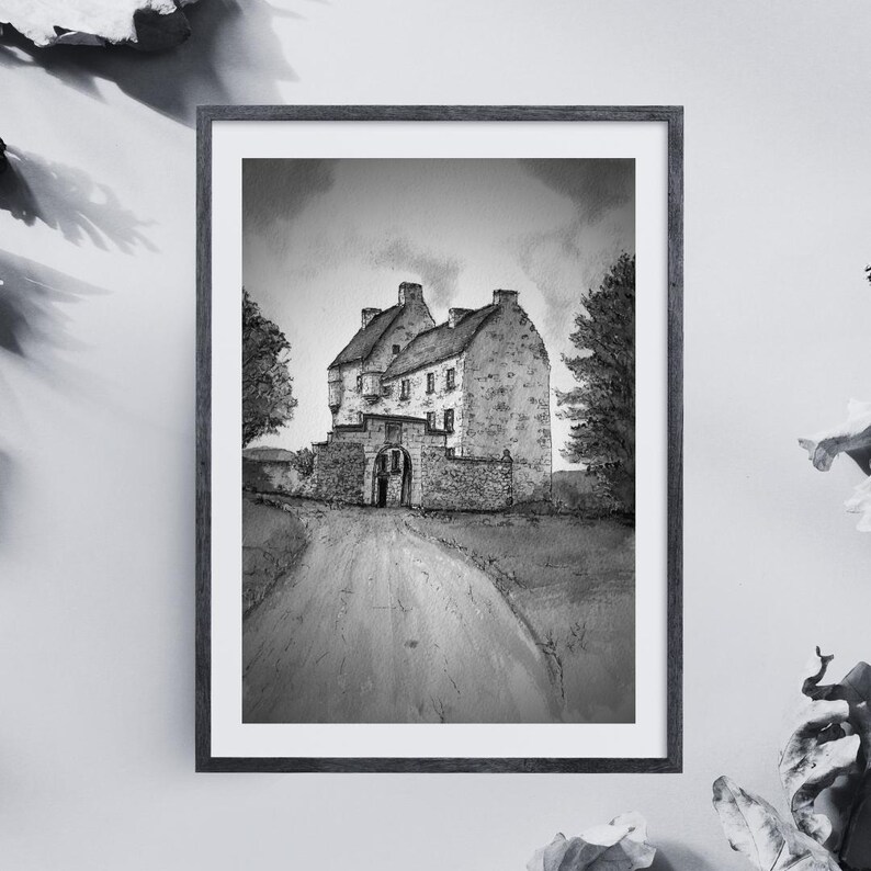 Lallybroch (broch Tuarach) From Outlander Black & White Print Digital ...