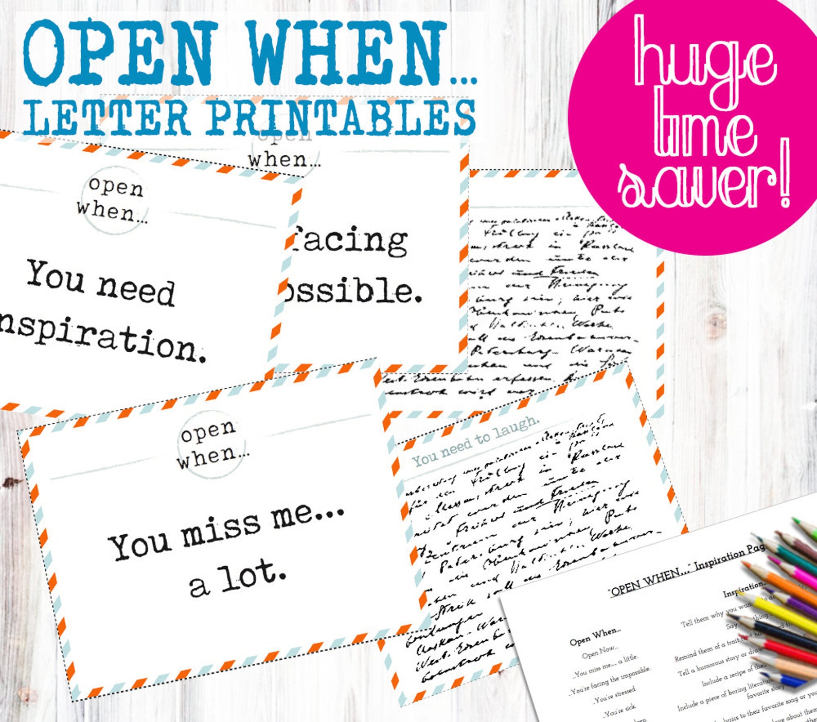 30 OPEN WHEN LETTER Pre-made Printables... Print Instantly to Save Time ...