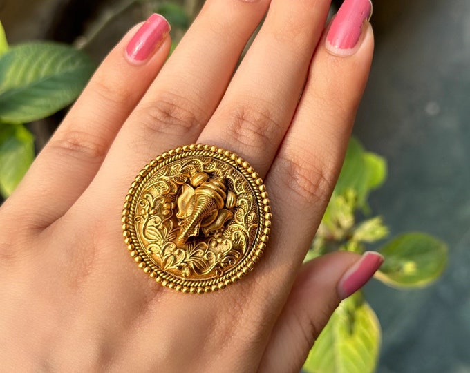 Lord Ganesha Ring, Temple Jewellery, South Indian Jewellery, Traditional, Indian, Goddess Laxmi ...