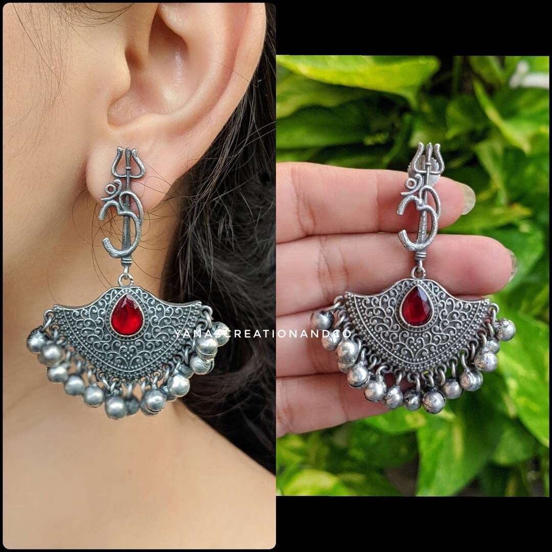 Trishul Earrings,silver Look Alike, Handmade, Indian Jewelery,ethnic ...
