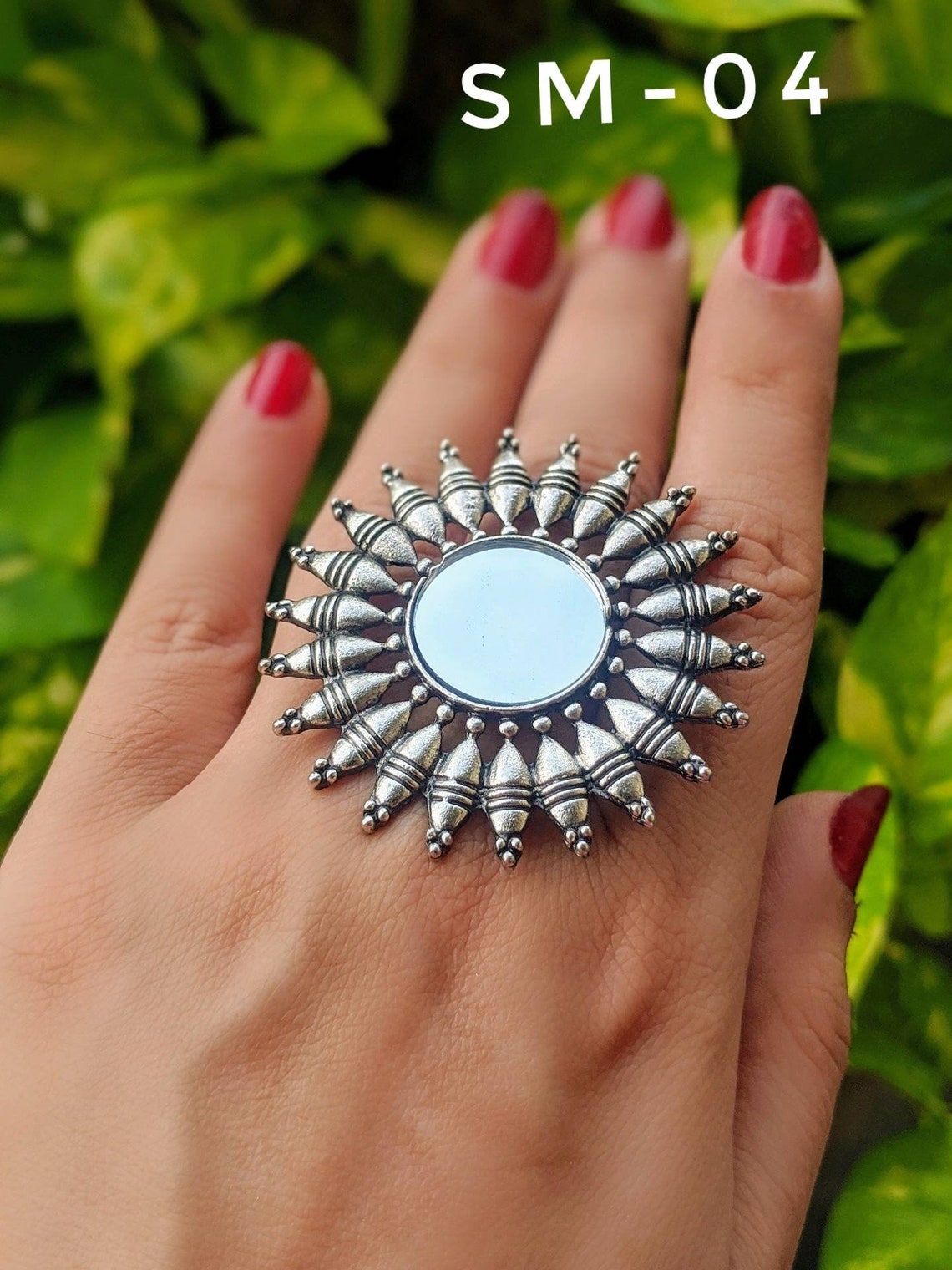 Mirror Rings German Silver Indian Jewelery Adjustable Boho - Etsy